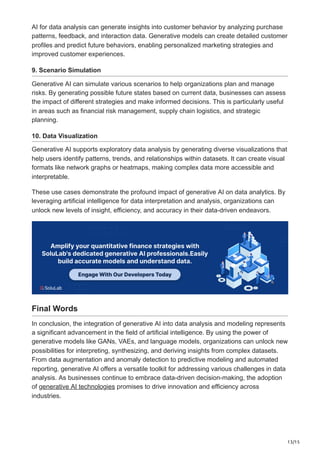 Leveraging Generative AI for Data Analysis and Modeling | PDF