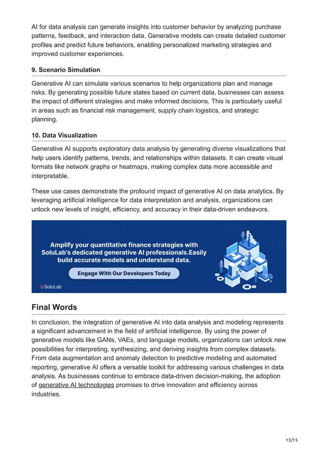 Leveraging Generative AI for Data Analysis and Modeling | PDF