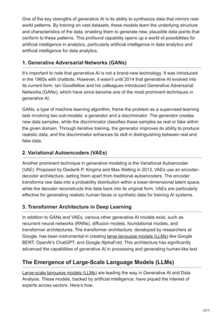 Leveraging Generative AI for Data Analysis and Modeling | PDF