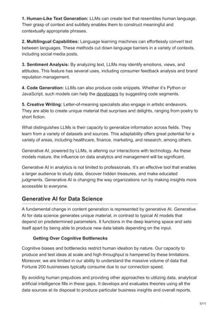 Leveraging Generative AI for Data Analysis and Modeling | PDF