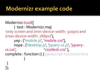 Leveraging Modernizr and Media Queries | PPTX | Web Design and HTML | Internet