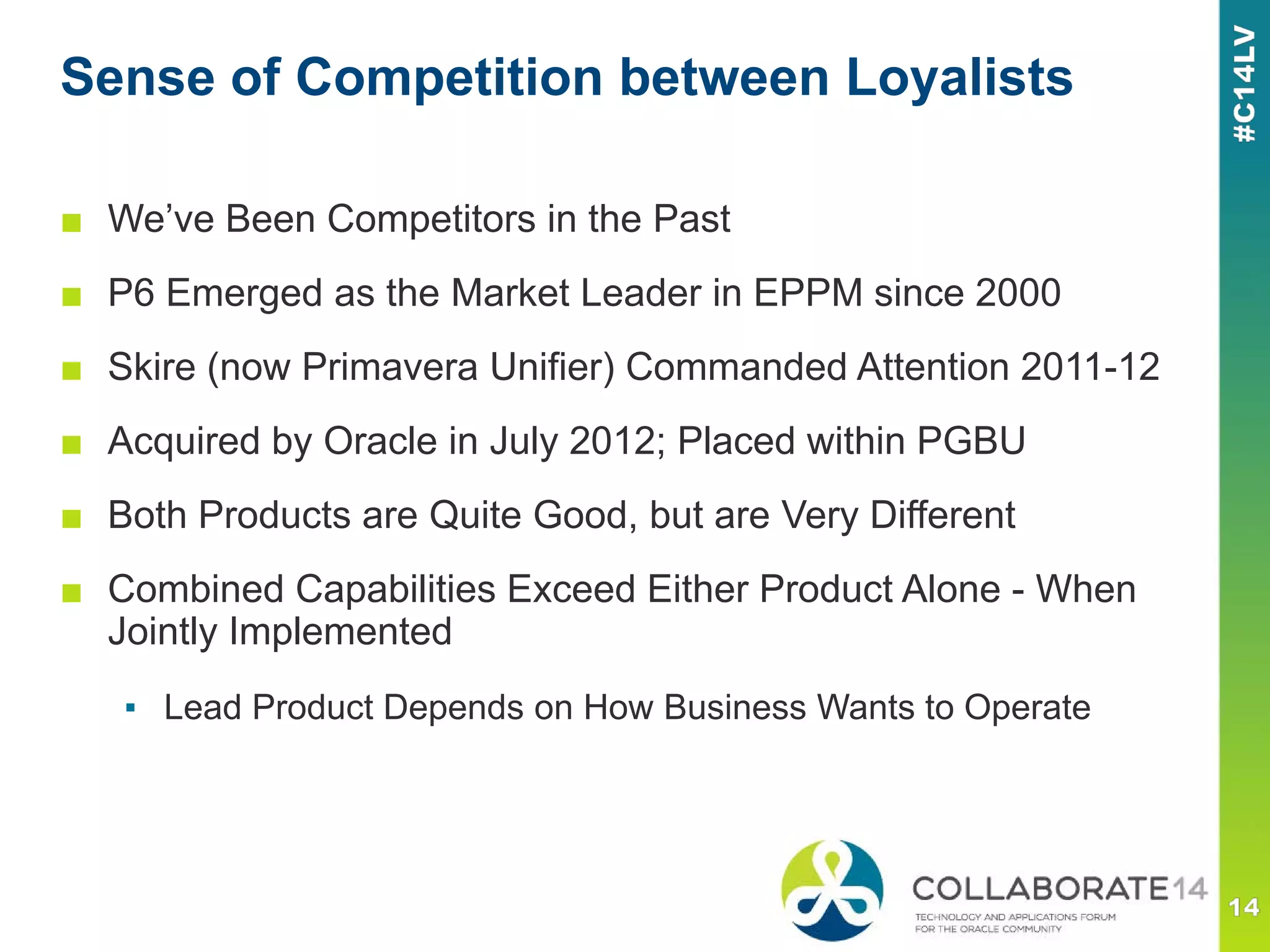 Leveraging P6 and Unifier combined strengths - Oracle Primavera P6 ...