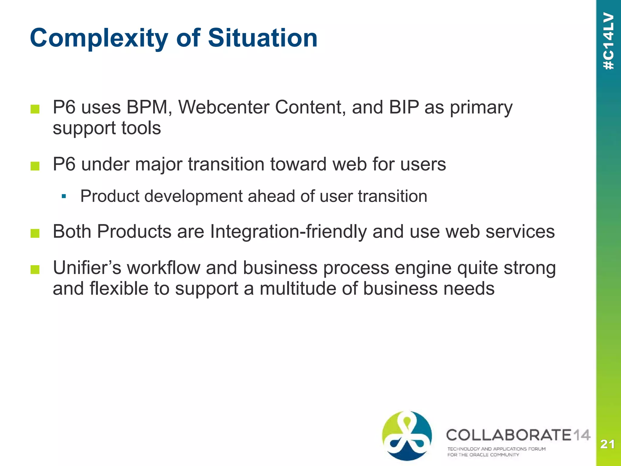 Leveraging P6 and Unifier combined strengths - Oracle Primavera P6 ...