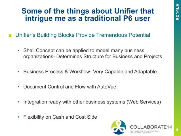 Leveraging P6 and Unifier combined strengths - Oracle Primavera P6 ...