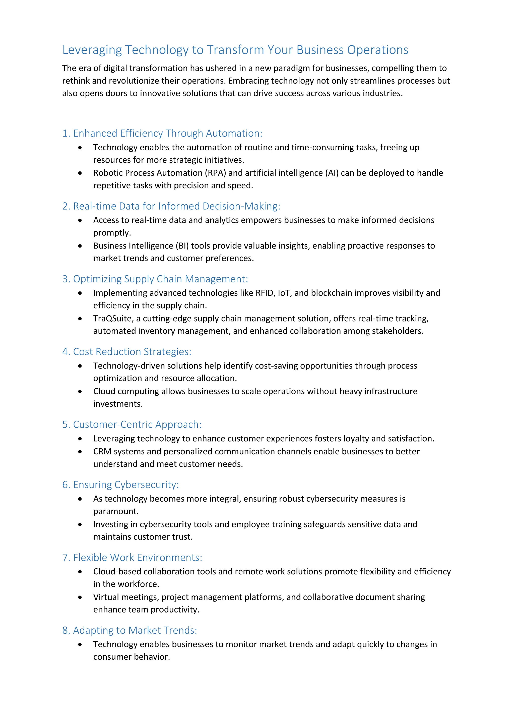 Leveraging Technology to Transform Your Business Operations | TraQSuite ...
