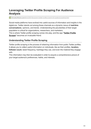 Leveraging Twitter Profile Scraping For Audience Analysis.pdf | Social Networking | Internet