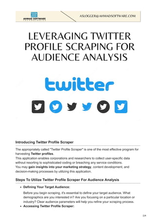 Leveraging Twitter Profile Scraping For Audience Analysis.pdf | Social ...