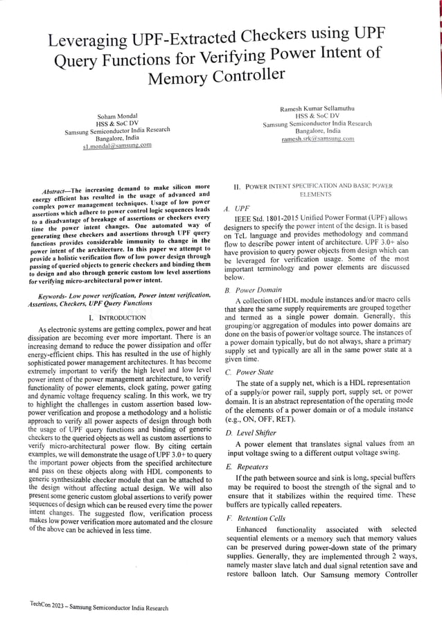 Leveraging UPF-Extracted Checkers using UPF Query Functions for Verifying Power Intent of Memory ...