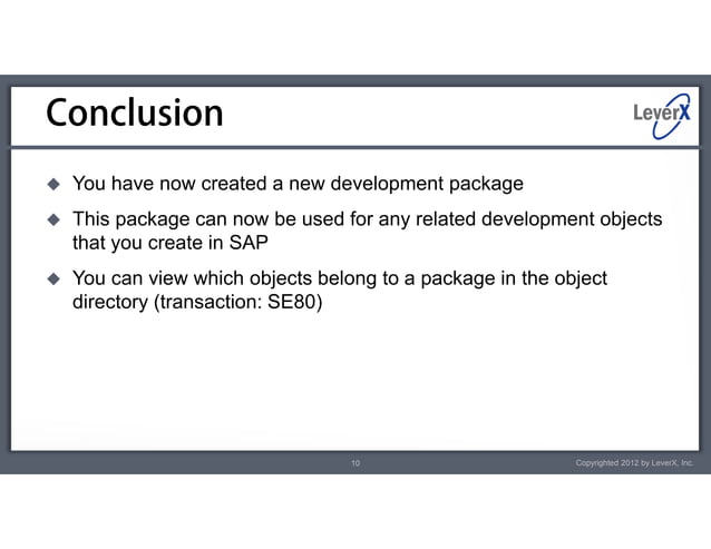 LeverX Essential SAP Tutorial - ABAP: Creating A New Development Package | PPT