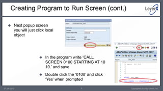 LeverX SAP ABAP Basics - Creating Custom Screen Via Screen Painter | PPTX