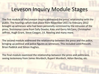 Leveson Inquiry Overview | PPTX | Political Issues & policy | Politics
