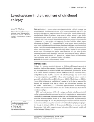Levetiracetam in the treatment of childhood epilepsy.pdf | Brain and ...