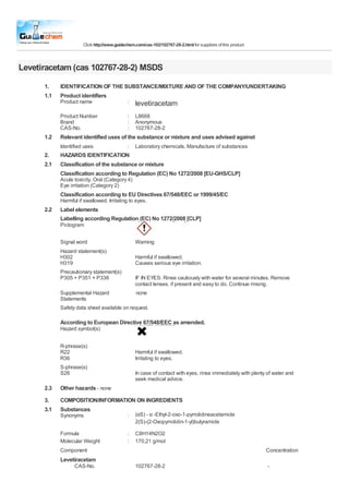 The MSDS of Levetiracetam | PDF