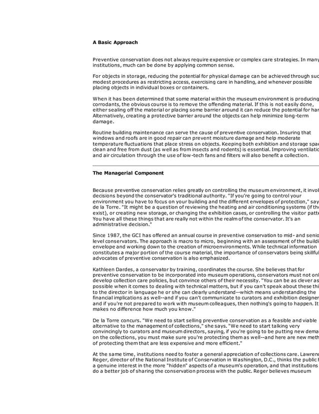 Levine jeffrey preventive conservation | DOC | Museums & Galleries ...