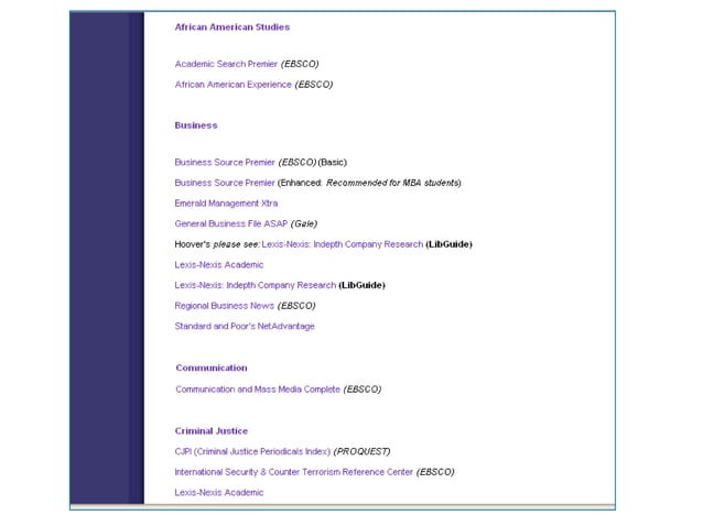 Levin library databases page redesign | PPTX | Databases | Computer ...
