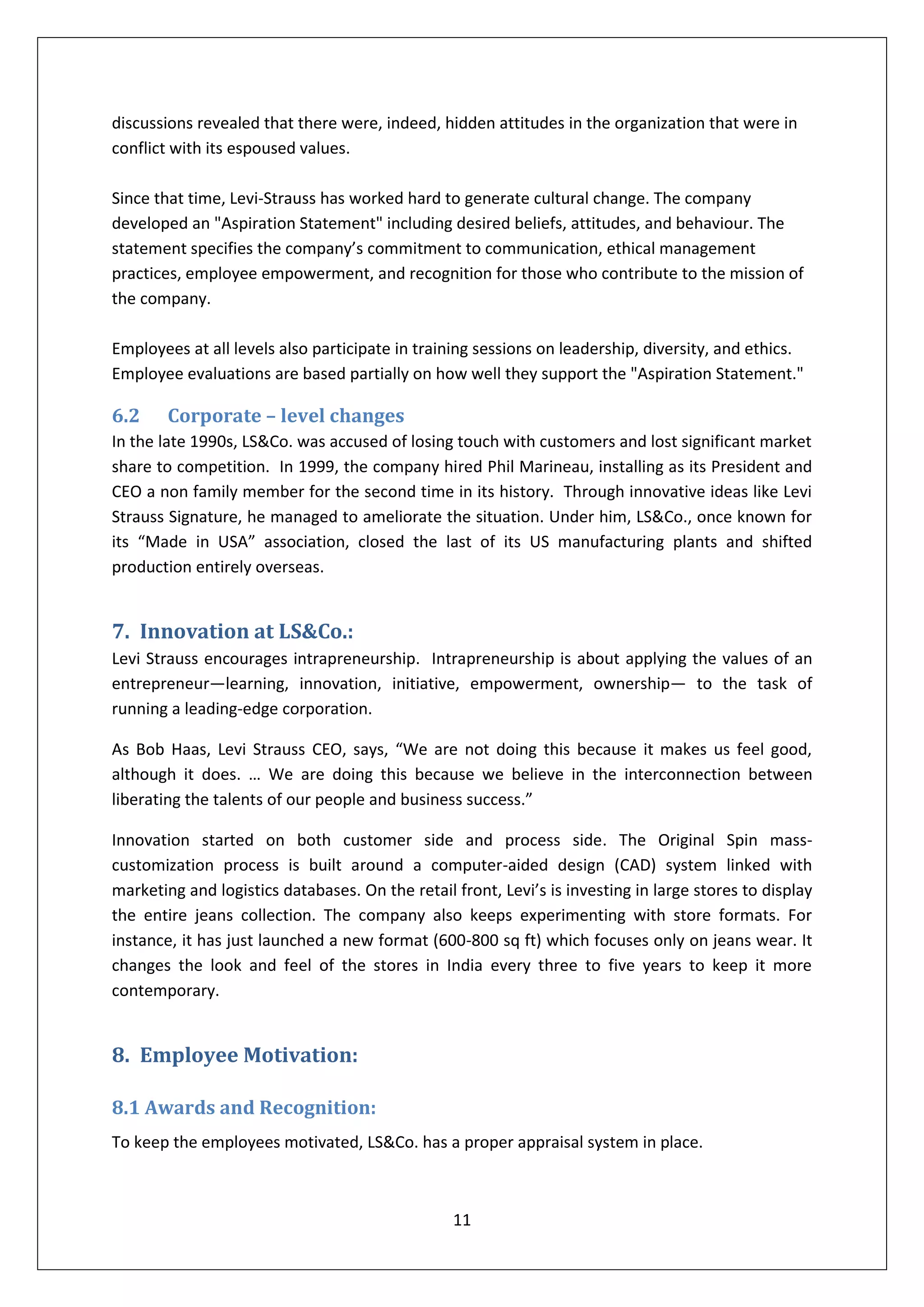 Levis: A study on organizational behaviour | DOCX