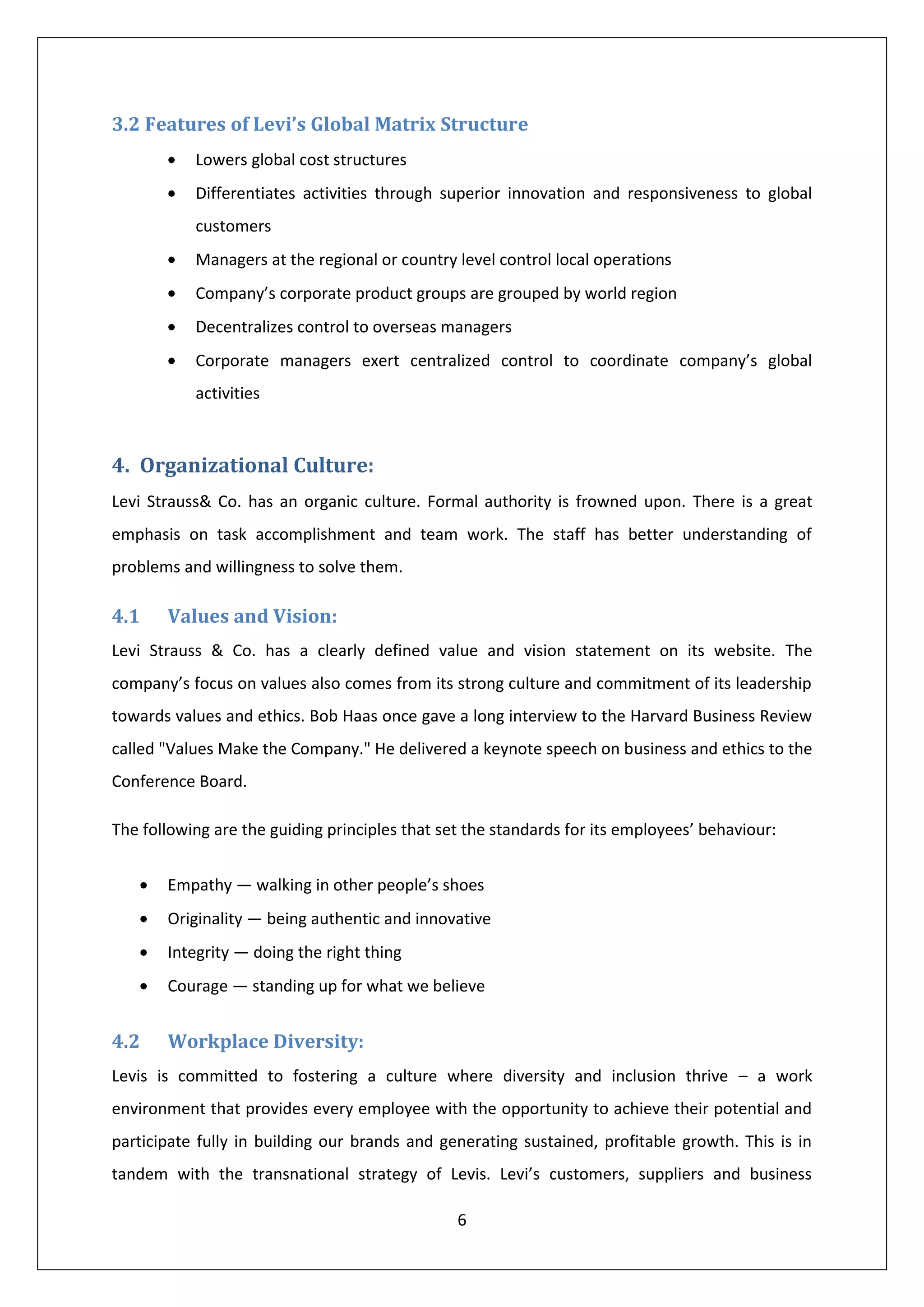 Levis: A study on organizational behaviour | DOCX