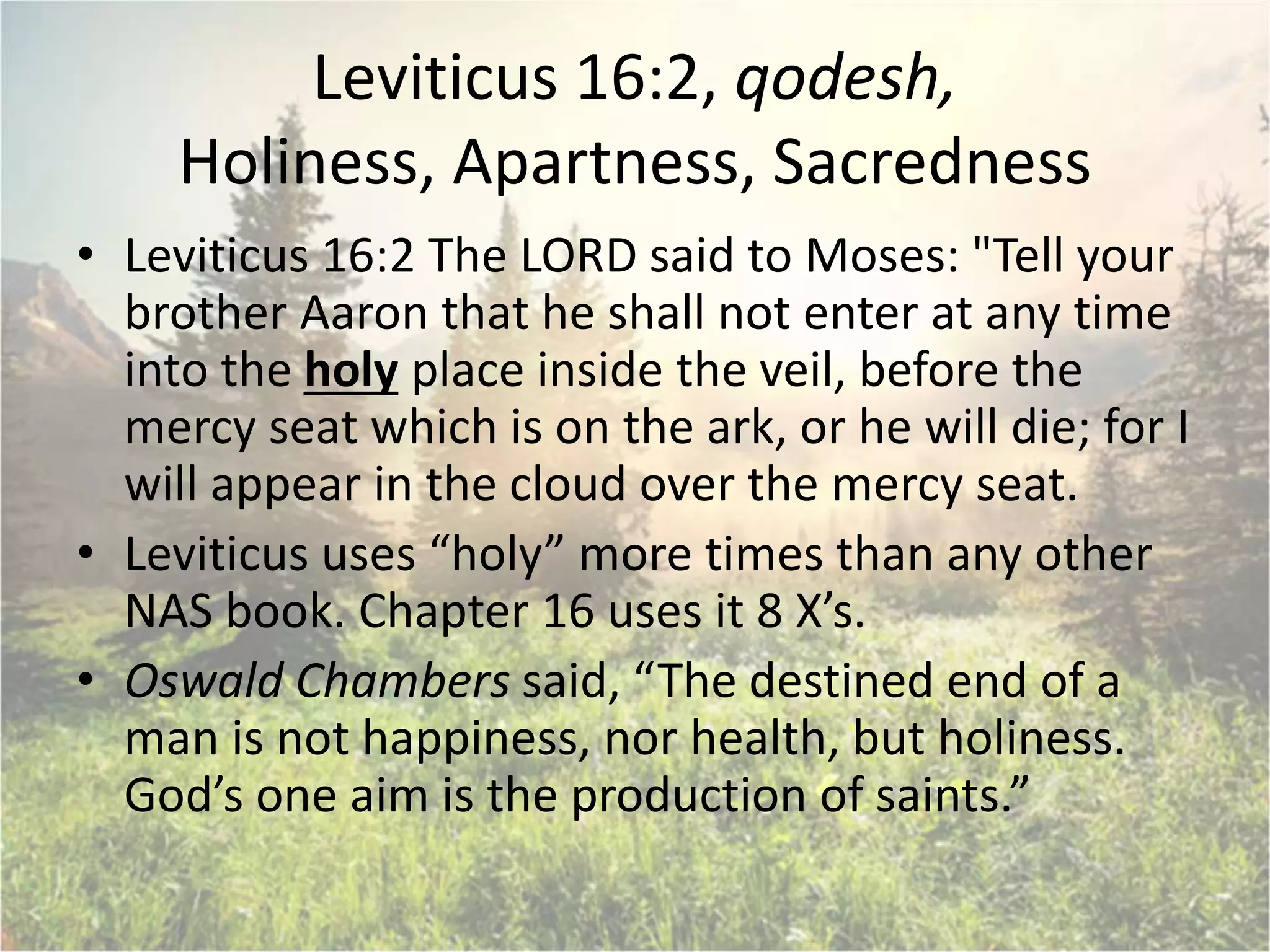 Leviticus 12-16, Scapegoat, Azazel, Satan the sin bearer, laws about ...