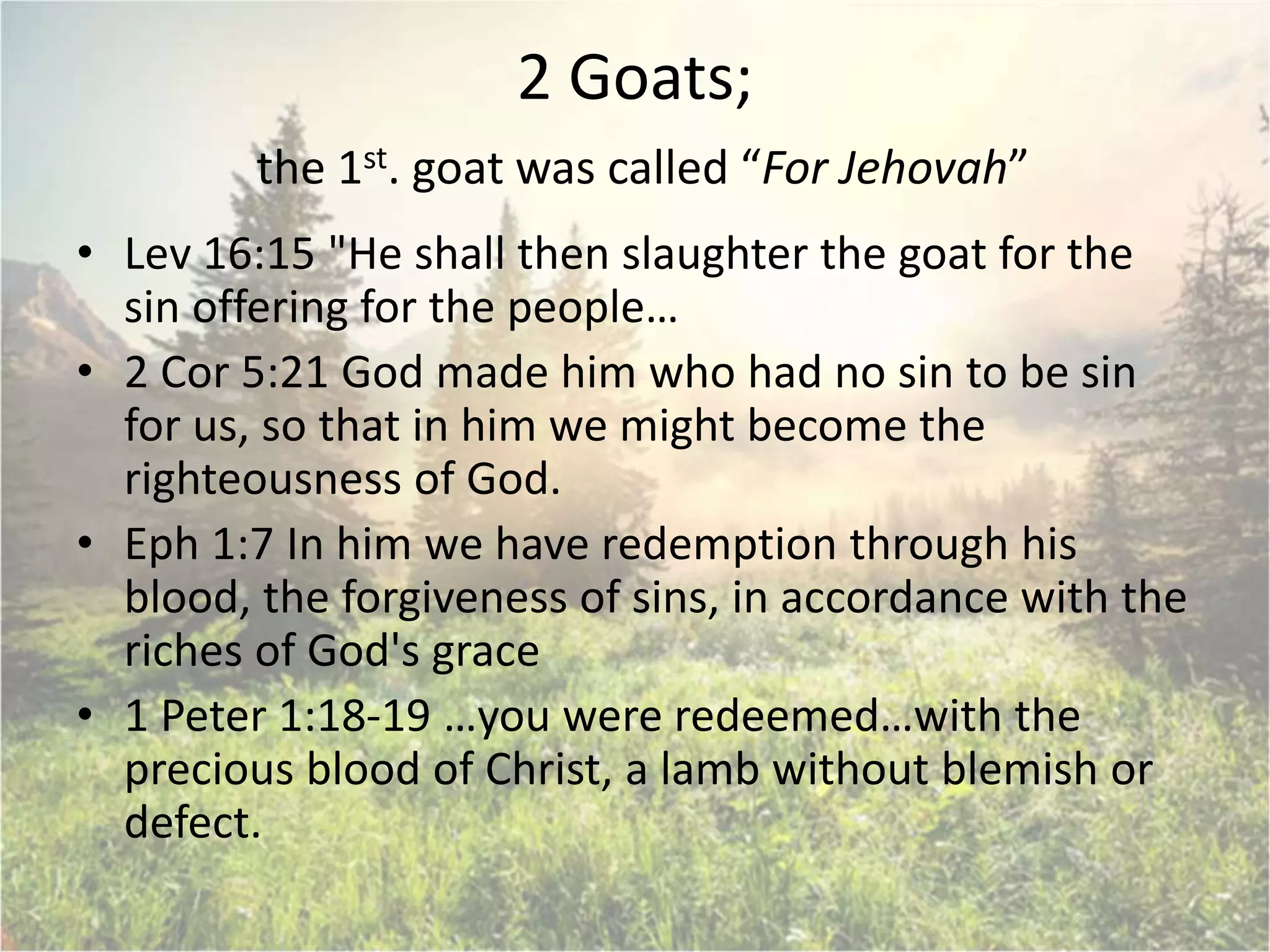 Leviticus 12-16, Scapegoat, Azazel, Satan the sin bearer, laws about ...