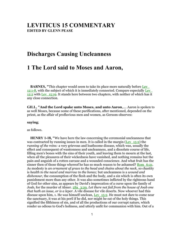 Leviticus 15 commentary | PDF | Christianity | Religion & Spirituality