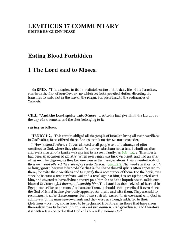 Leviticus 17 commentary | PDF