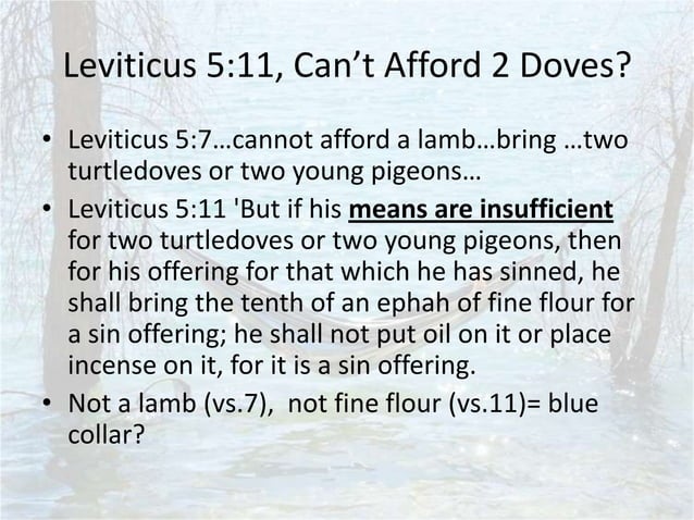 Leviticus 5, Testifying, uncleanness, breaking vows, Guilt Offering ...
