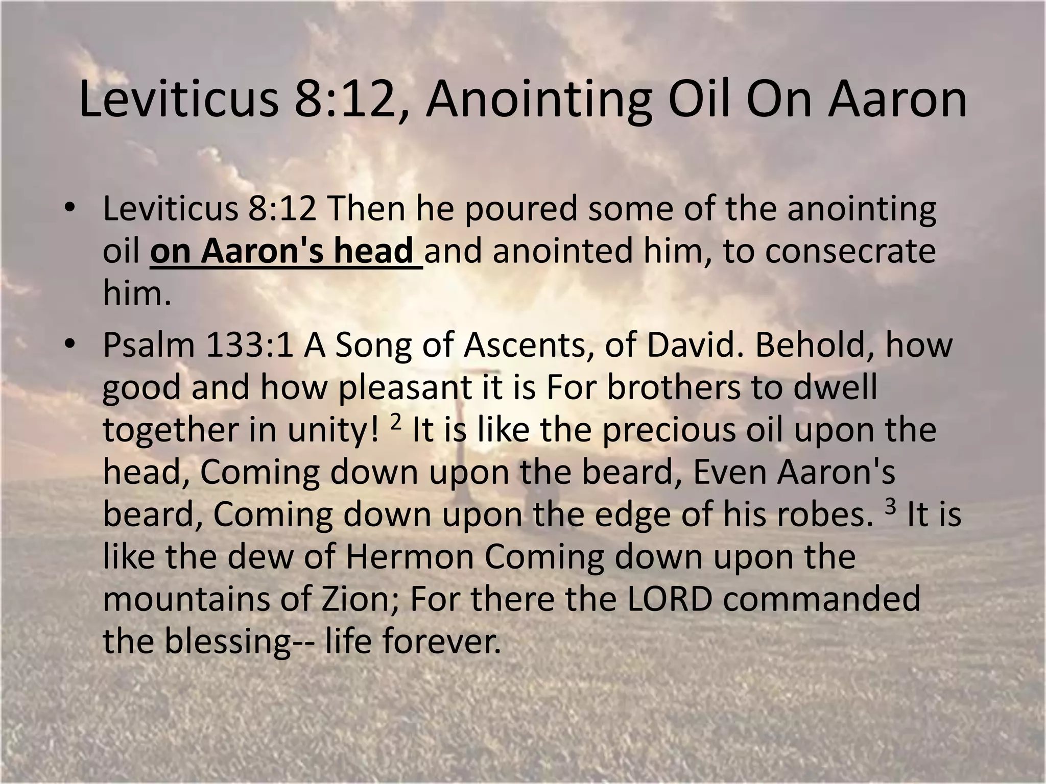 Leviticus 8-9, Aaron and His Sons Ordained, Priests Ministry Begins ...