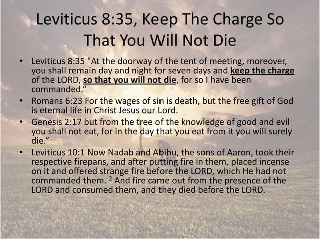 Leviticus 8-9, Aaron and His Sons Ordained, Priests Ministry Begins ...