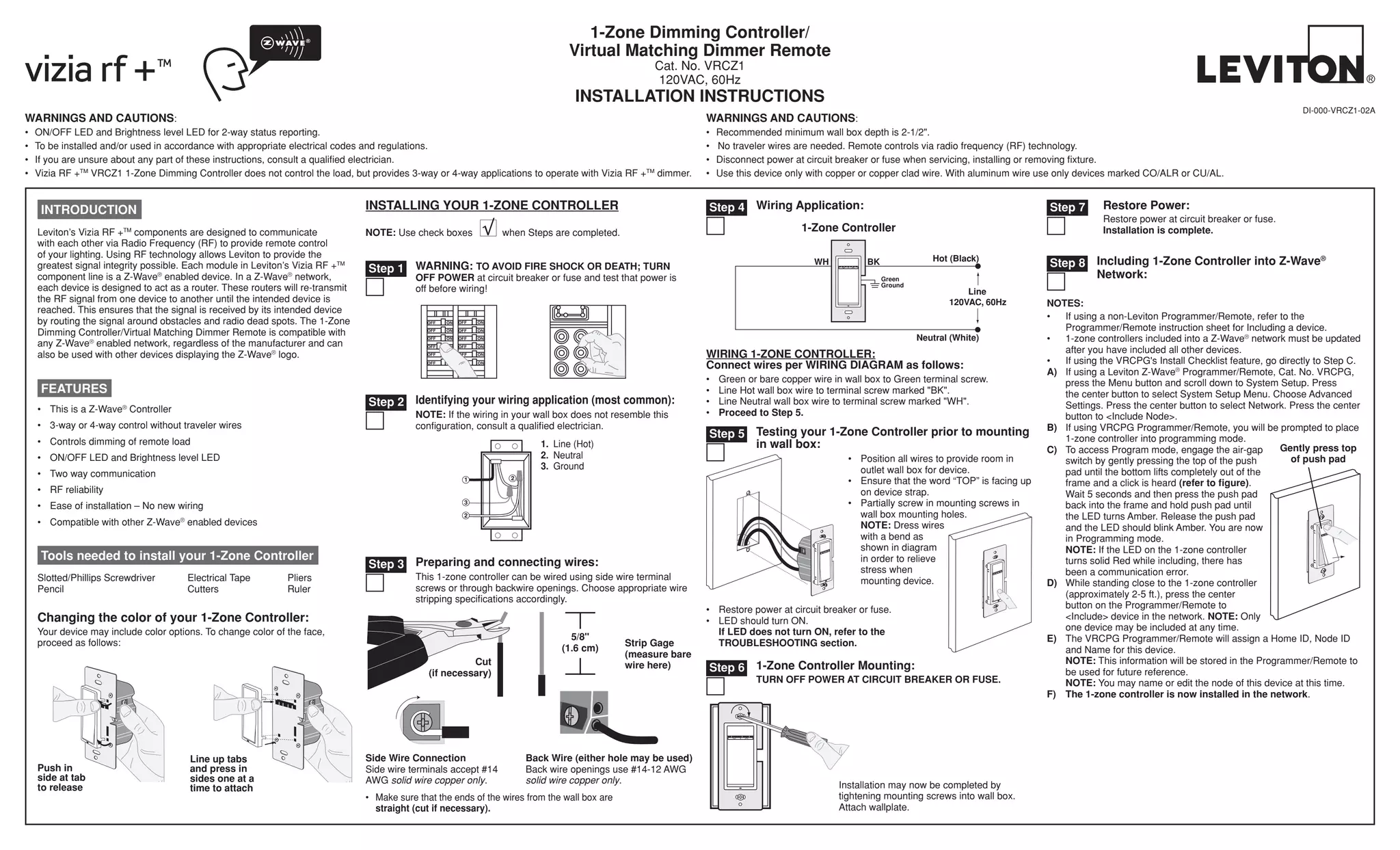 Leviton vrcz1 installation manual and setup guide | PDF