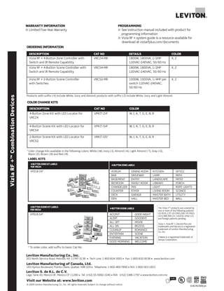 Leviton vrcz4 mr, vrcs4-mr, and vrc52-mr product specifications | PDF