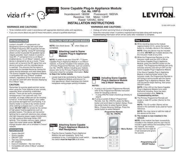 Leviton vrp15 z Installation Instructions and Setup Guide | PDF