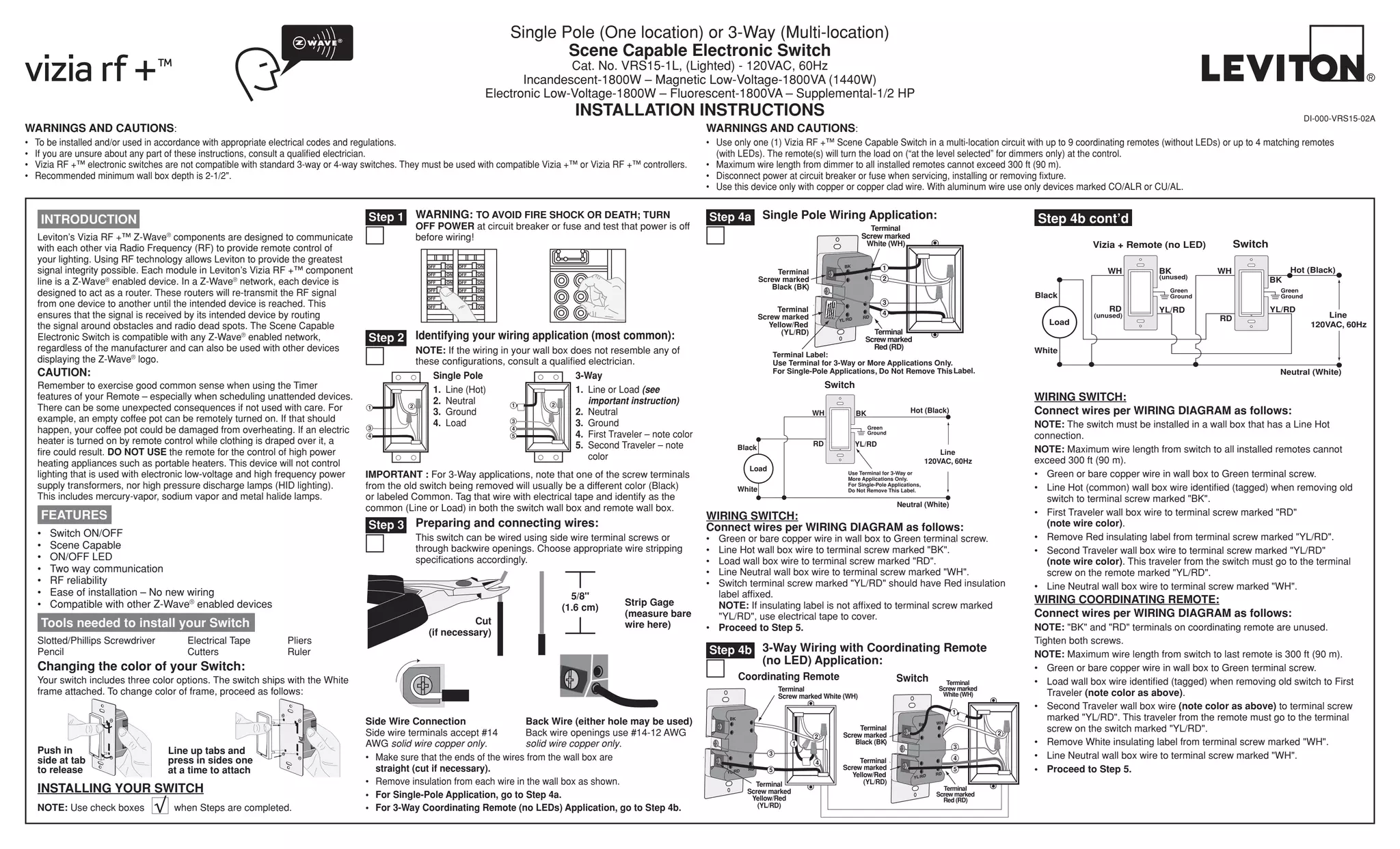 Leviton vrs15 1 lz installation manual and setup guide | PDF