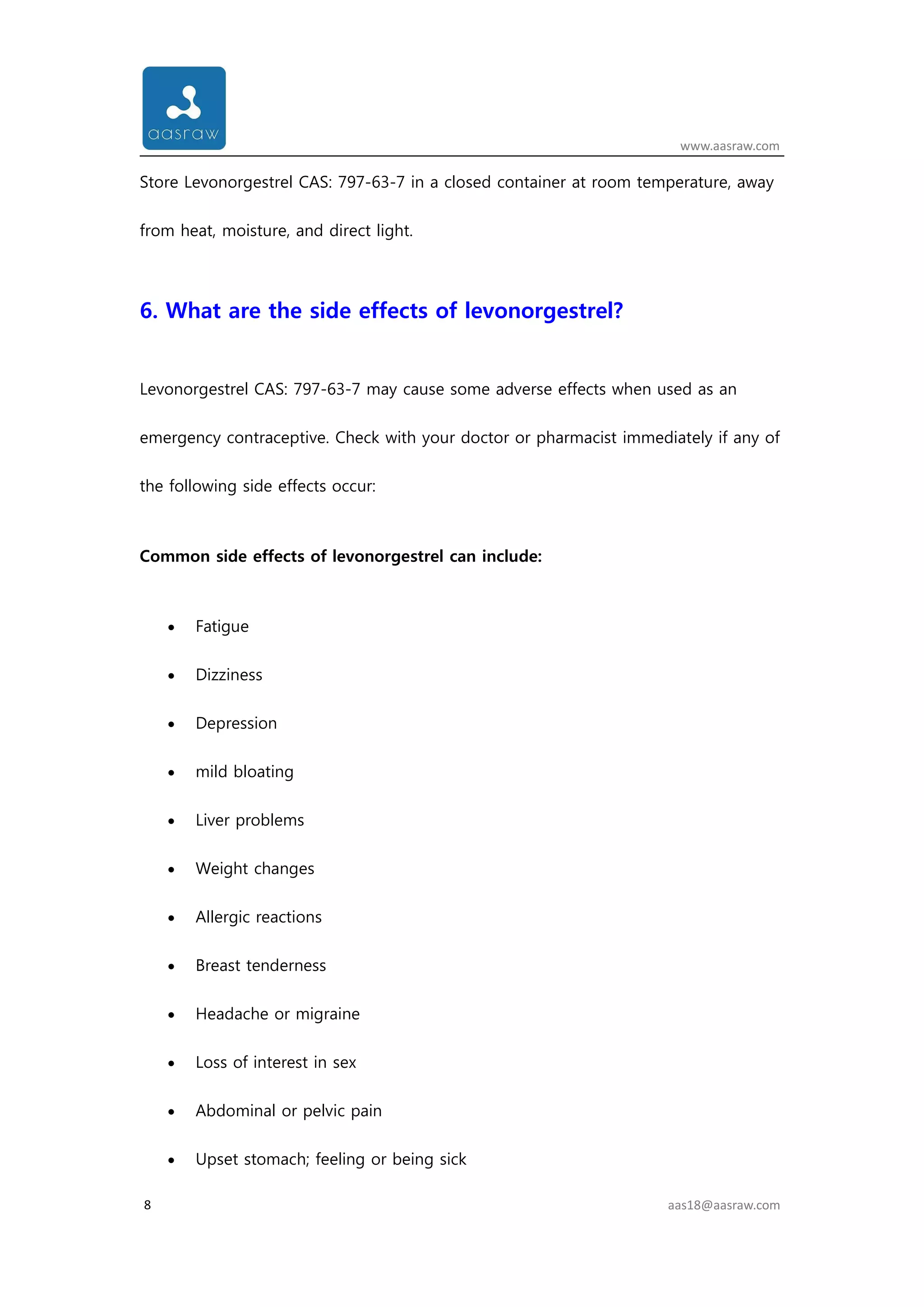 Levonorgestrel how it works, uses, side effects aa sraw | PDF