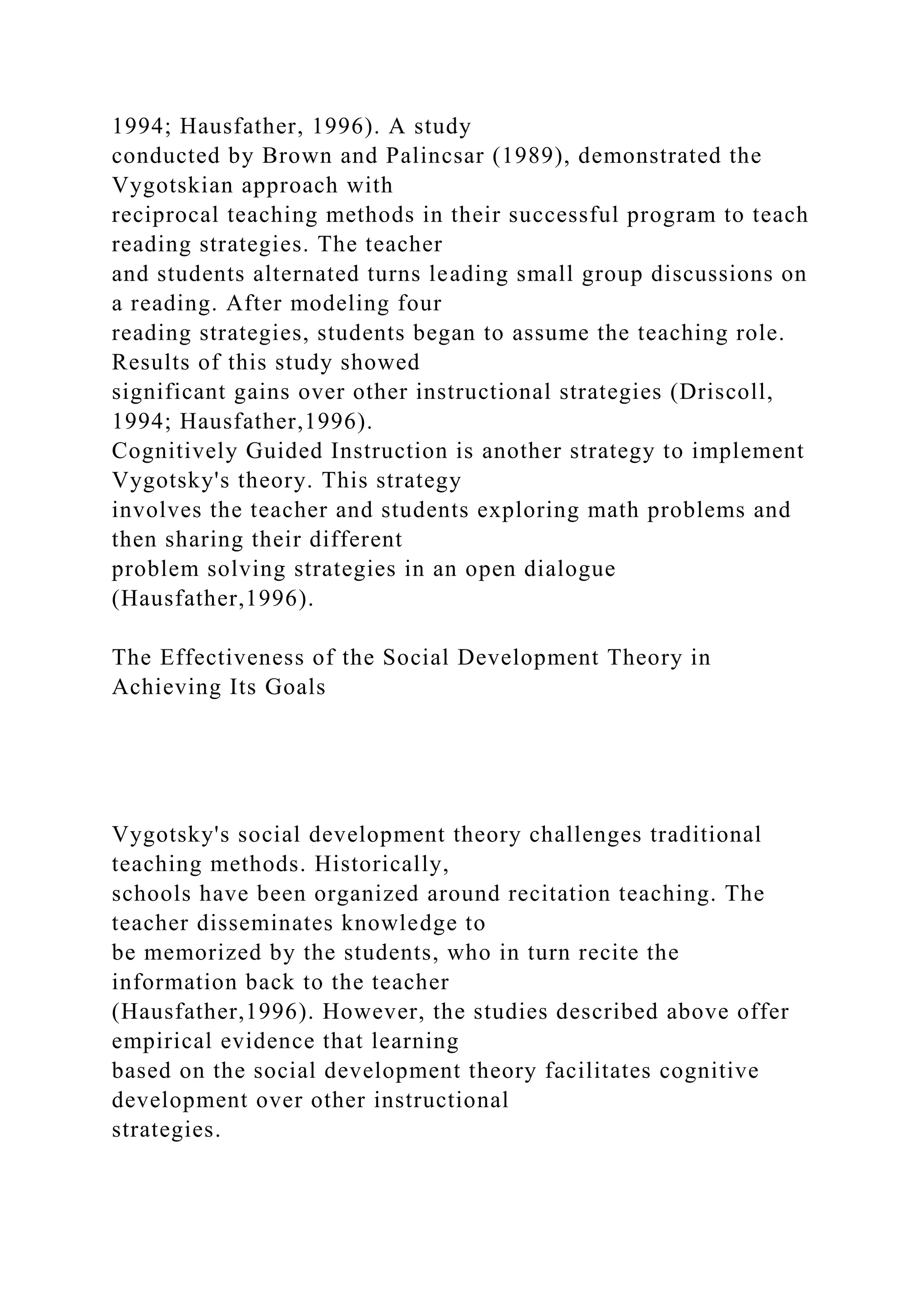 Lev Vygotsky’s Social Development Theory Elizabeth M. Riddle.docx ...