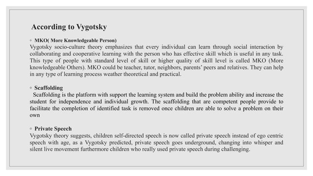 Lev Vygotsky's Socio-cultural Theory.pptx | Daycare and Pre-School | Parenting