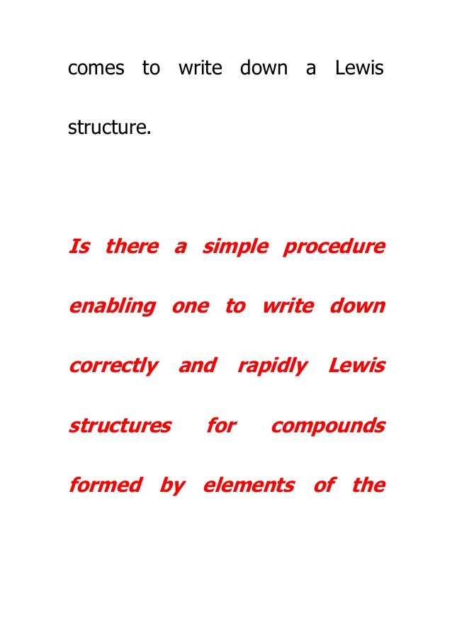 Simple Procedure For Writing Lewis Structures Lewis