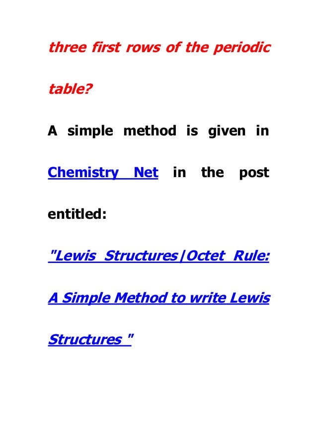 Simple Procedure For Writing Lewis Structures Lewis