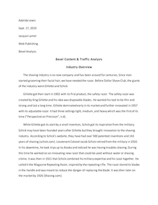 Lewis a bevel content & traffic analysis | DOCX | Shaving | Personal Care