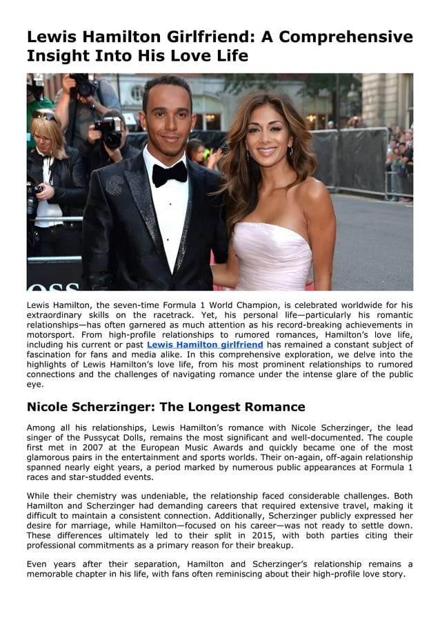 Lewis Hamilton Girlfriend: A Comprehensive Insight Into His Love Life | PDF