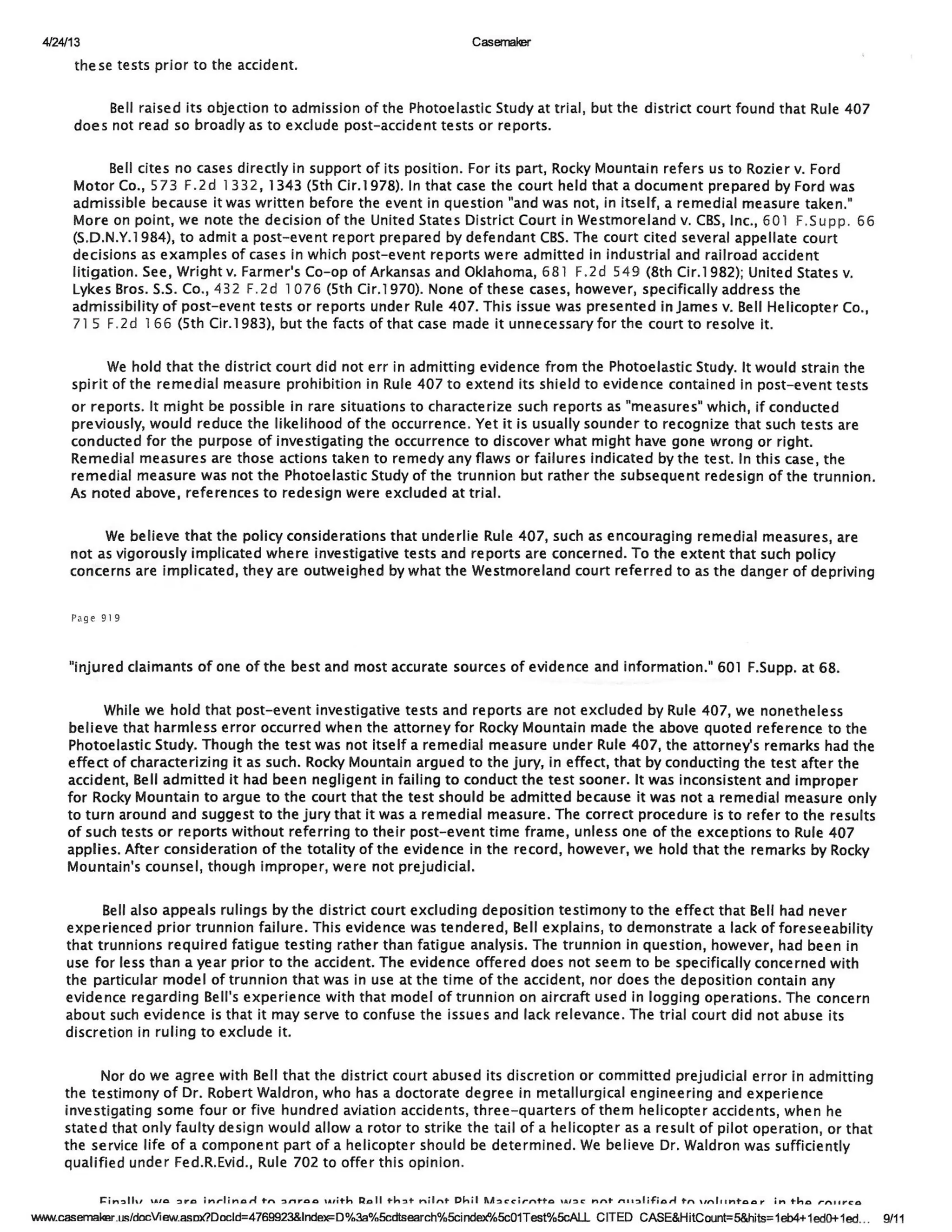 Discovery and Admissability of Safety Committee Trucking Investigations ...