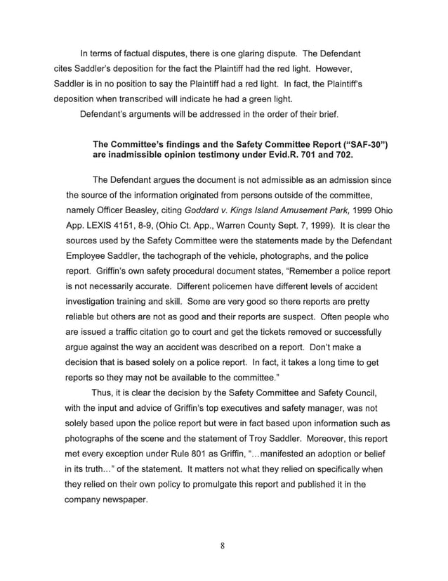 Discovery and Admissability of Safety Committee Trucking Investigations ...