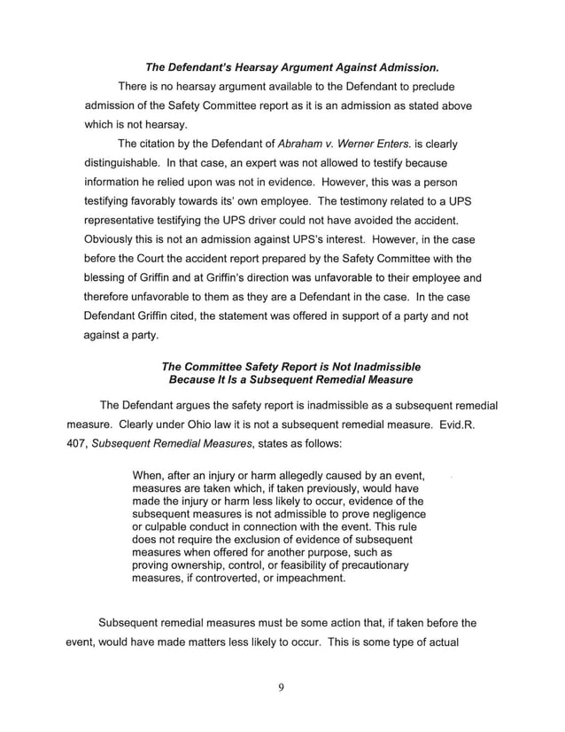 Discovery and Admissability of Safety Committee Trucking Investigations ...