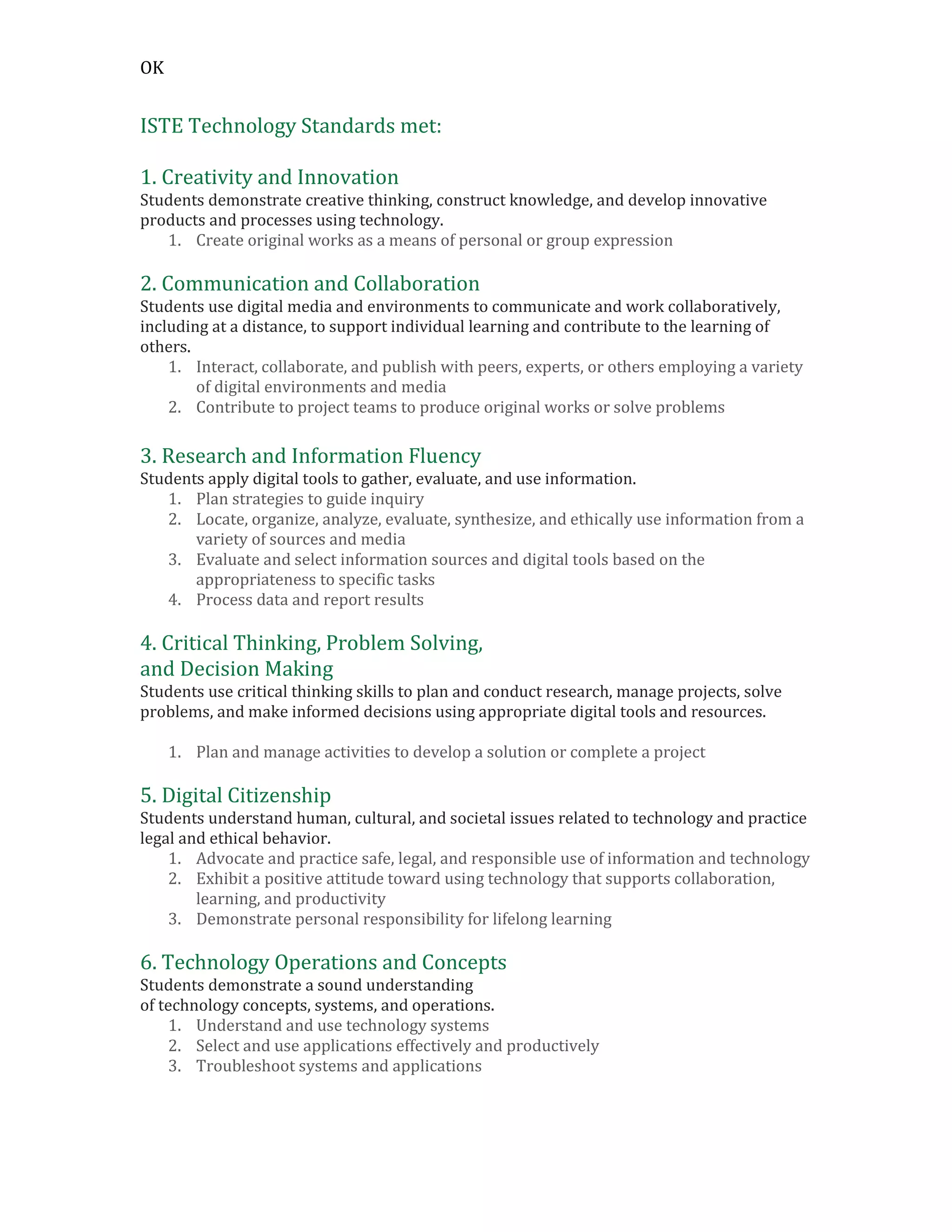 Lewis tech unit iste technology standards met | PDF