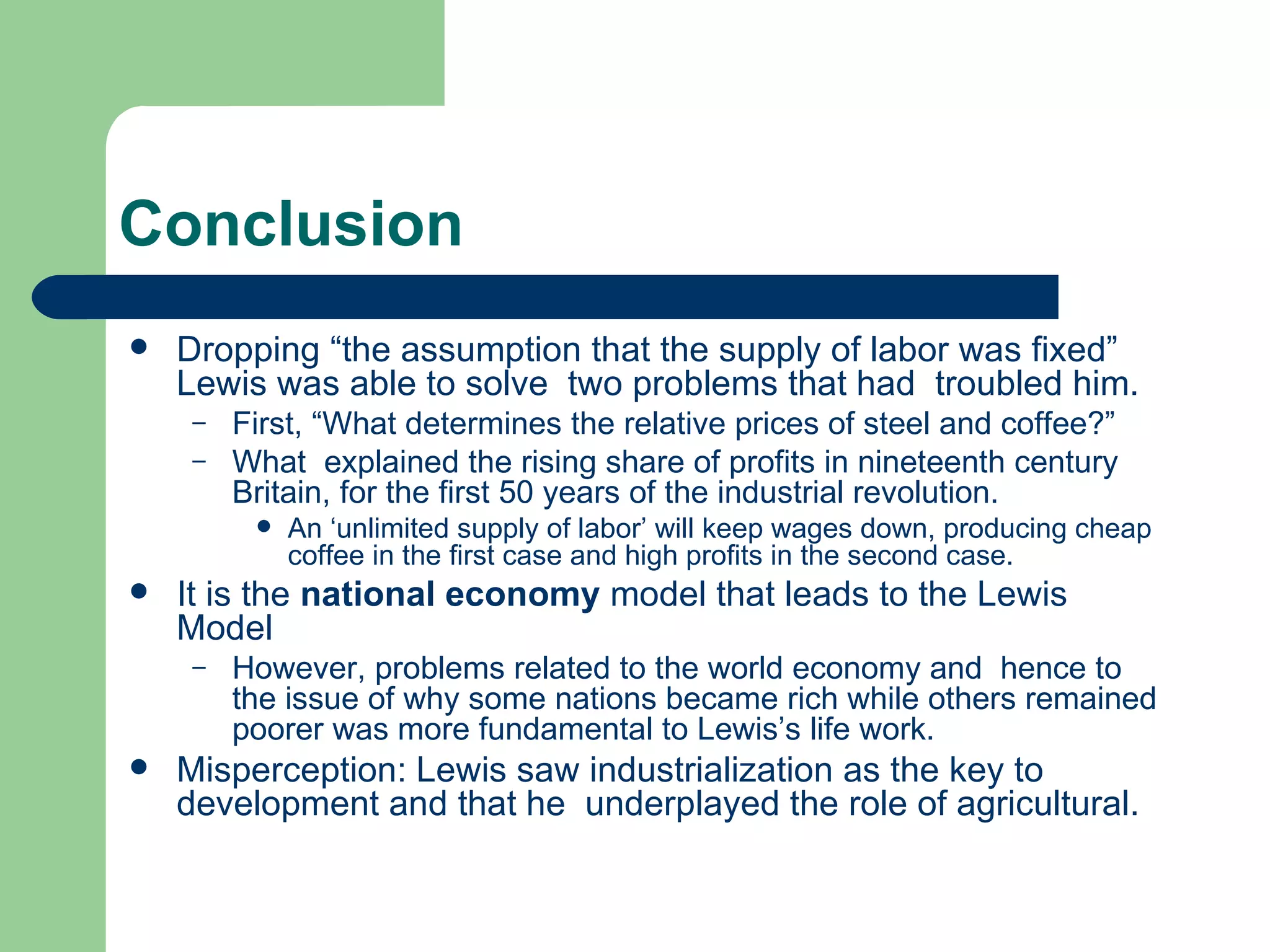 Lewis Theory Of Economic Development | PPT