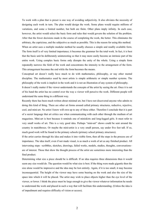 Lewitt paragraphs on conceptual art | PDF