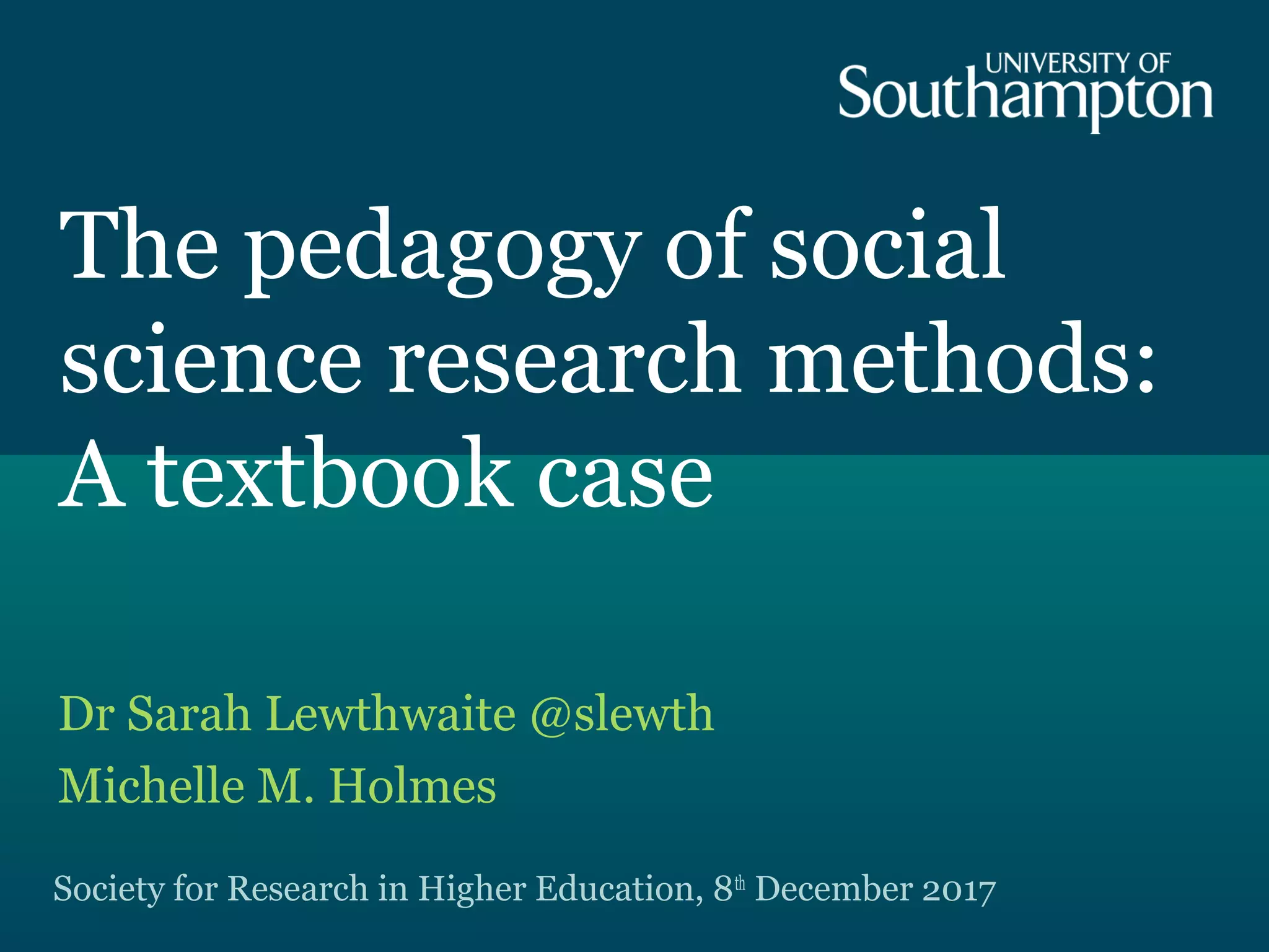 The pedagogy of social science research methods: a textbook case | PPT