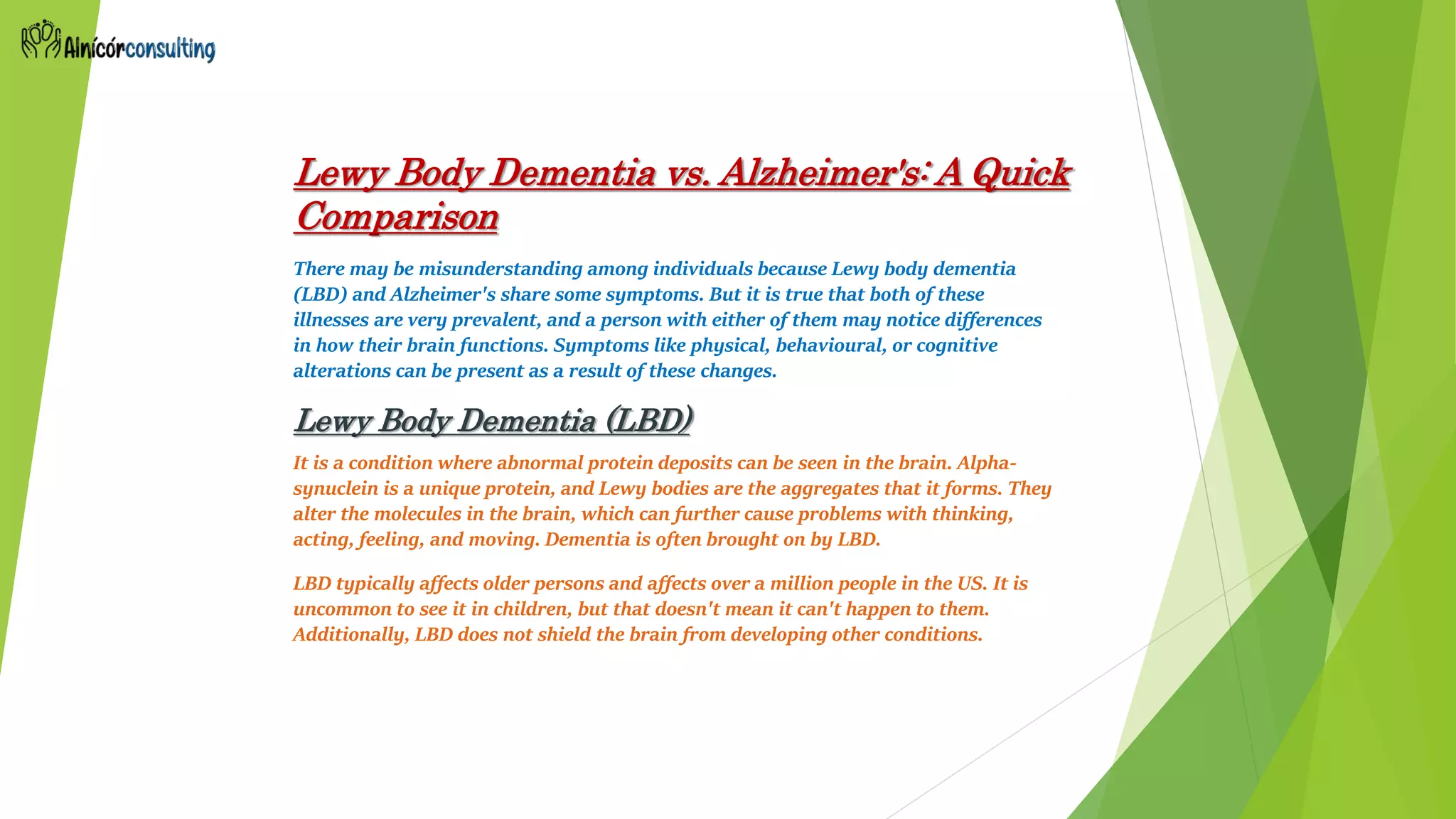 Lewy Body Dementia vs. Alzheimer's: A Quick Comparison | PPTX