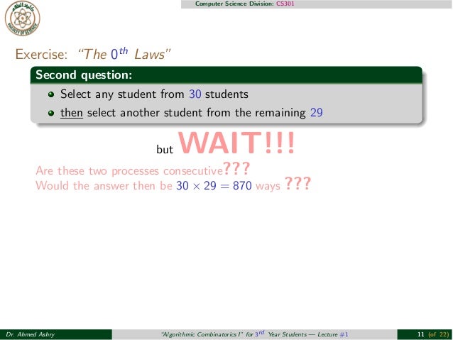 Lecture #1: Algorithmic Combinatorics I "#FOSCS301#