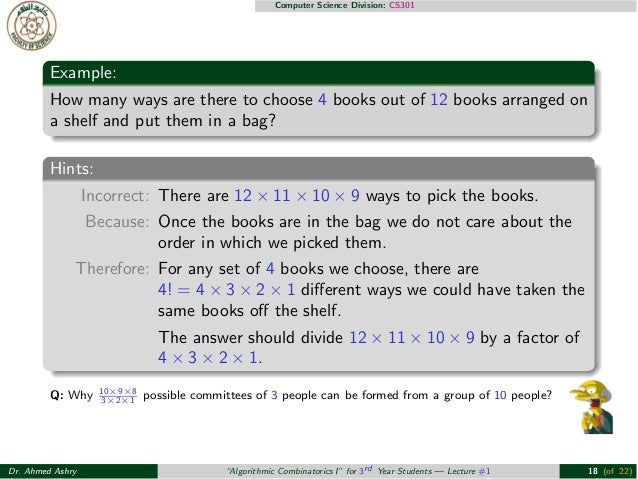 Lecture #1: Algorithmic Combinatorics I "#FOSCS301#