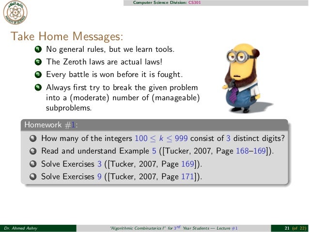 Lecture #1: Algorithmic Combinatorics I "#FOSCS301#